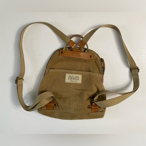 Fossil | Bags | Vintage 9s Y2k Fossil Cotton Canvas Leather Tan Mini ...